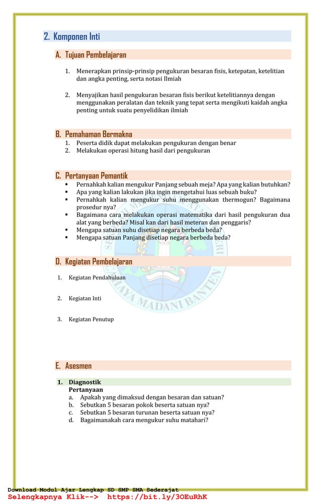 Modul Ajar Fisika Kelas 10 Fase E Kurikulum Merdeka Terbaru 20232024 ...
