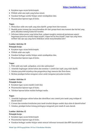 Modul Ajar Geografi Kelas 10 SMA/MA Fase E Kurikulum Merdeka | PDF
