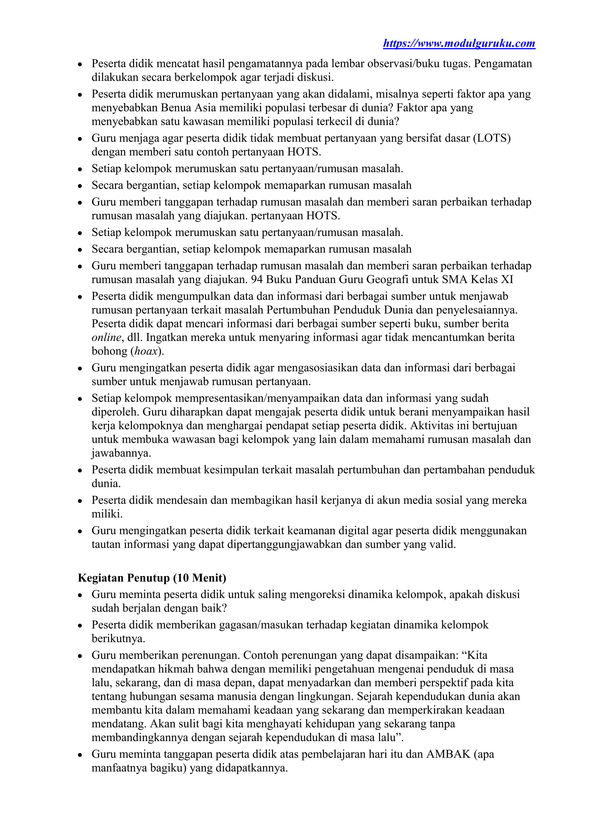 Modul Ajar Geografi Kelas 11 Fase F Kurikulum Merdeka | PDF
