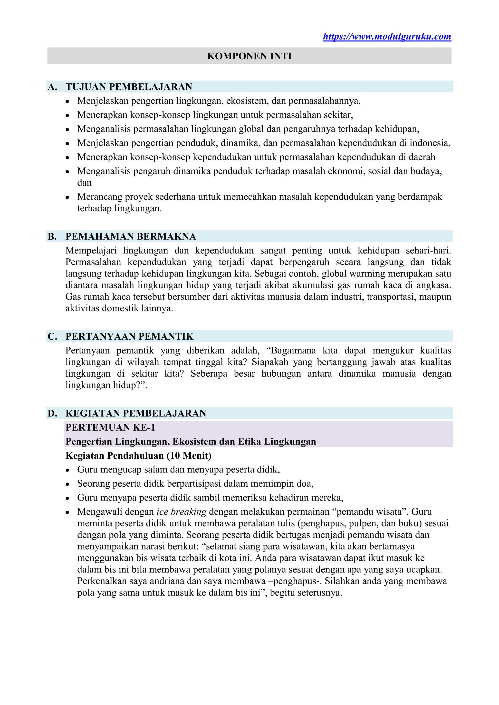 Modul Ajar Geografi Kelas 11 Fase F Kurikulum Merdeka | PDF