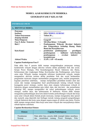 Modul Ajar Geografi Kelas 12 Fase F Kurikulum Merdeka | PDF