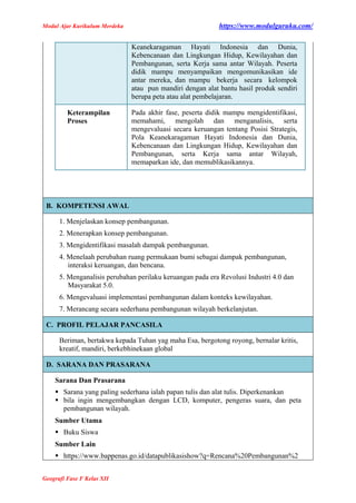 Modul Ajar Geografi Kelas 12 Fase F Kurikulum Merdeka | PDF