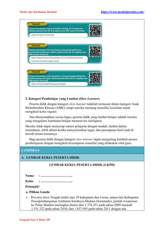 Modul Ajar Geografi Kelas 12 Fase F Kurikulum Merdeka | PDF