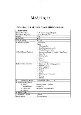 Modul Ajar HAKI.pdf untuk ke kelas 11 smk | PDF