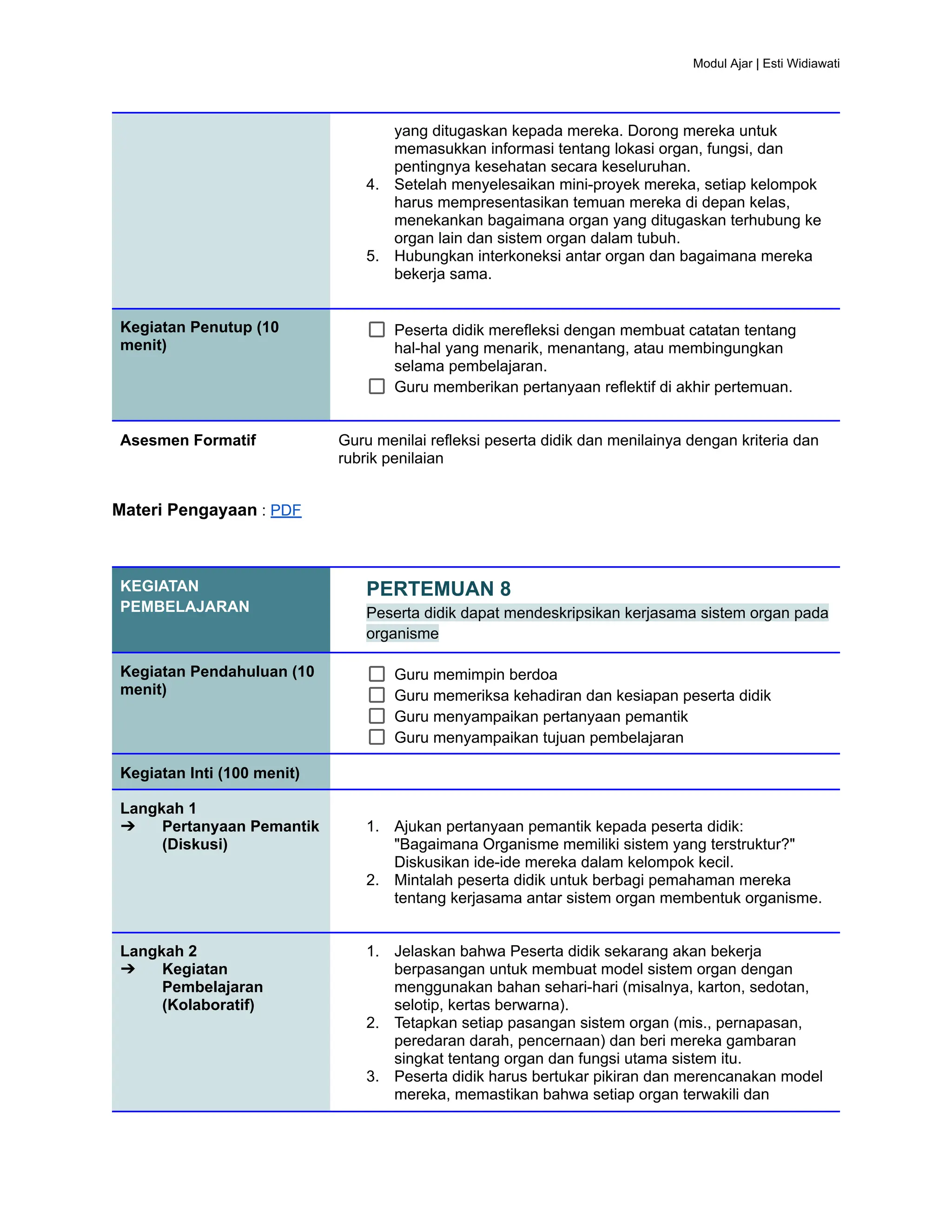 Modul Ajar Ilmu Pengetahuan Alam (IPA) - Mengenal Sel sebagai Unit Terkecil Kehidupan - Fase D.pdf