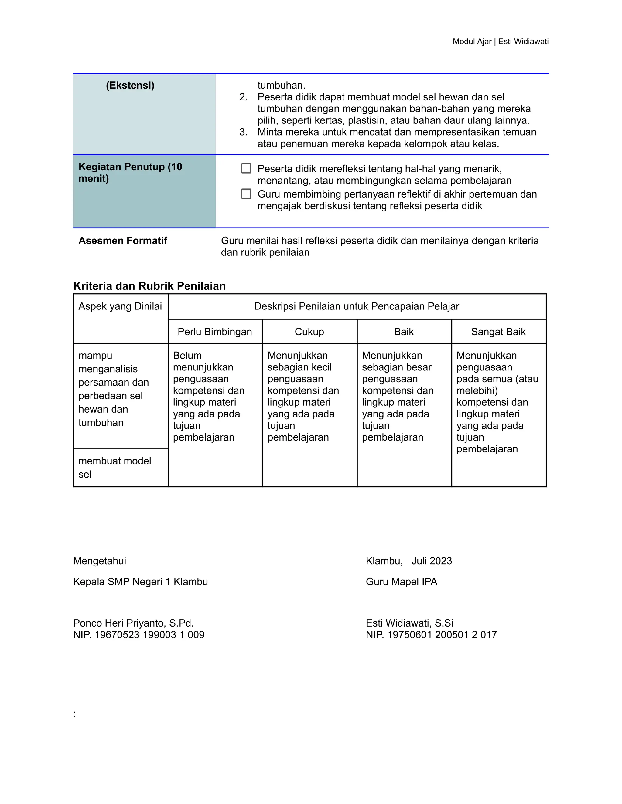 Modul Ajar Ilmu Pengetahuan Alam (IPA) - Mengenal Sel sebagai Unit ...