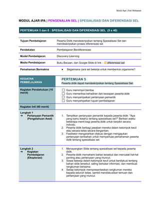 Modul Ajar Ilmu Pengetahuan Alam (IPA) - Mengenal Sel sebagai Unit ...
