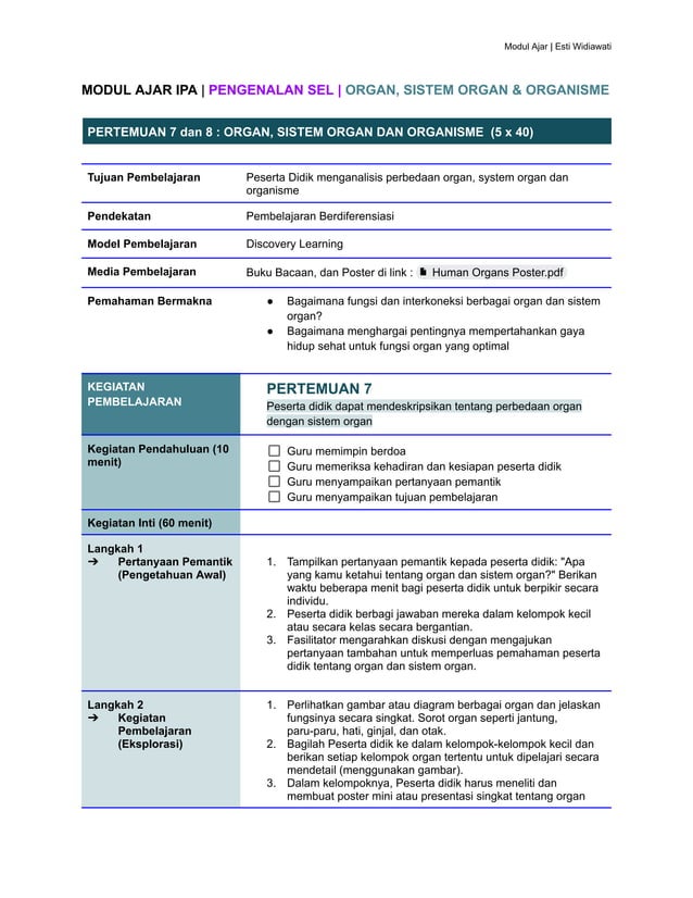 Modul Ajar Ilmu Pengetahuan Alam (IPA) - Mengenal Sel sebagai Unit Terkecil Kehidupan - Fase D.pdf