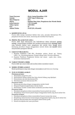 Modul Ajar Ilmu Pengetahuan Alam (IPA) - Modul Ajar Hakikat Ilmu Sains ...