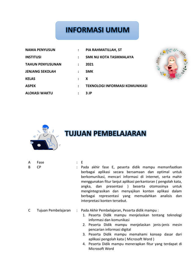MODUL AJAR INFORMATIKA KELAS X SMK/SMA/MA | PDF