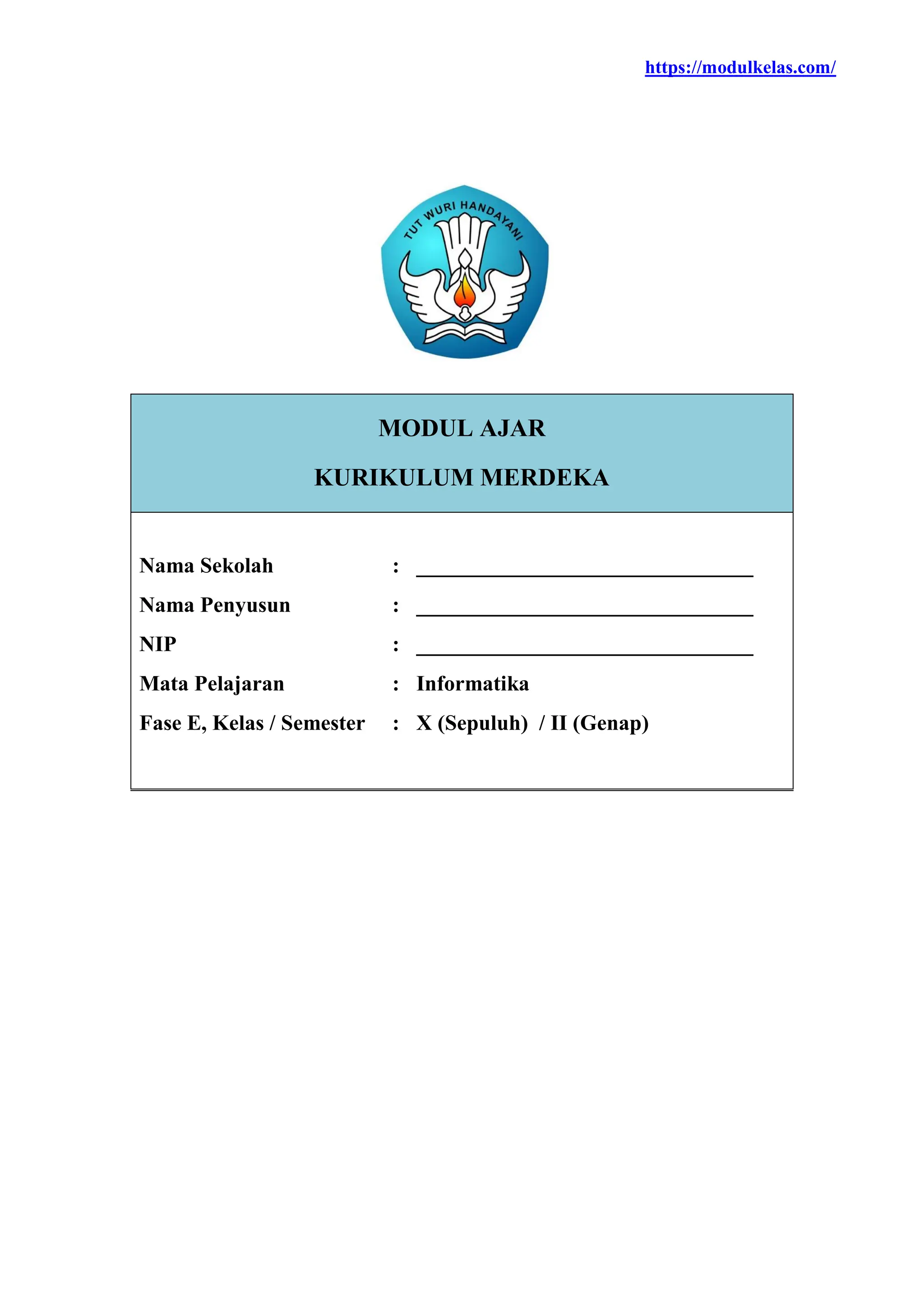 Modul Ajar Informatika Kelas 10 Fase E Kurikulum Merdeka | PDF