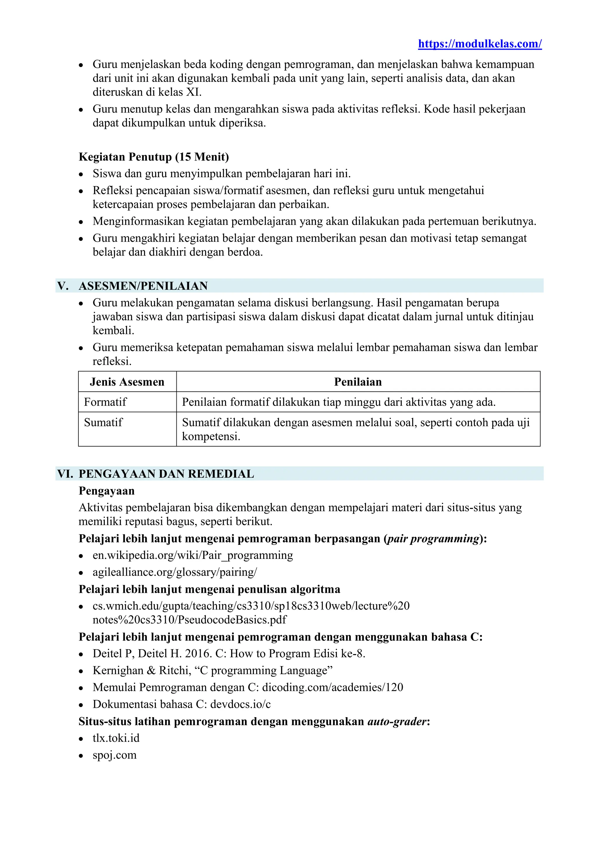 Modul Ajar Informatika Kelas 10 Fase E Kurikulum Merdeka | PDF