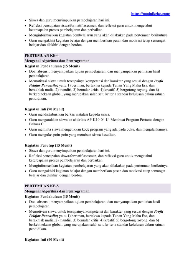 Modul Ajar Informatika Kelas 10 Fase E Kurikulum Merdeka | PDF