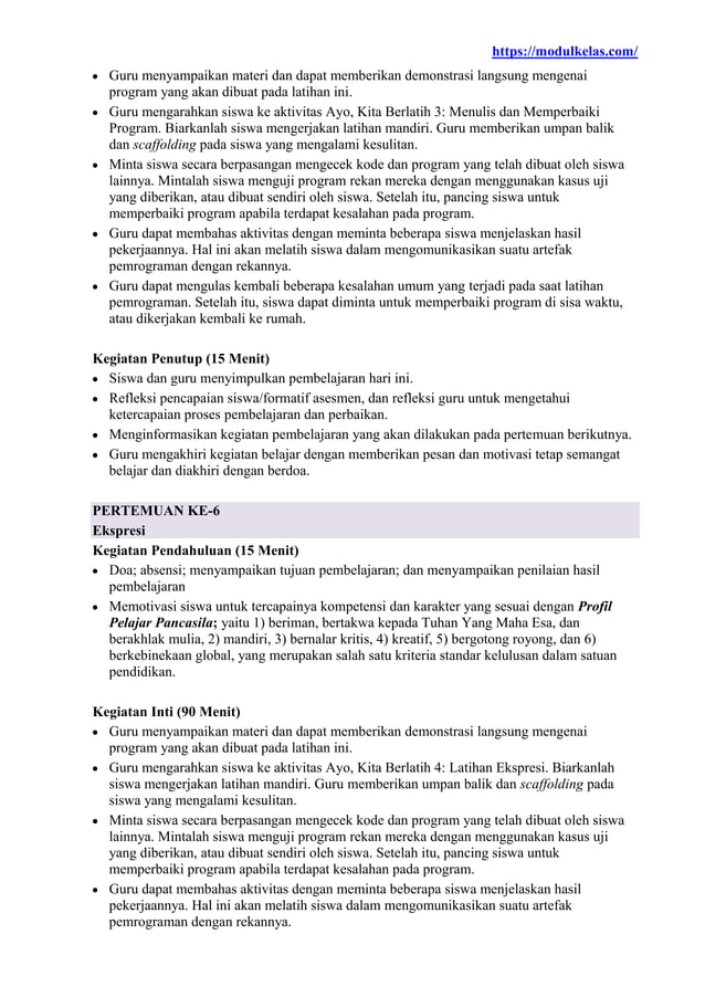 Modul Ajar Informatika Kelas 10 Fase E Kurikulum Merdeka | PDF