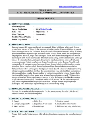 Modul Ajar Informatika Kelas 11 Fase F - [modulguruku.com] | PDF