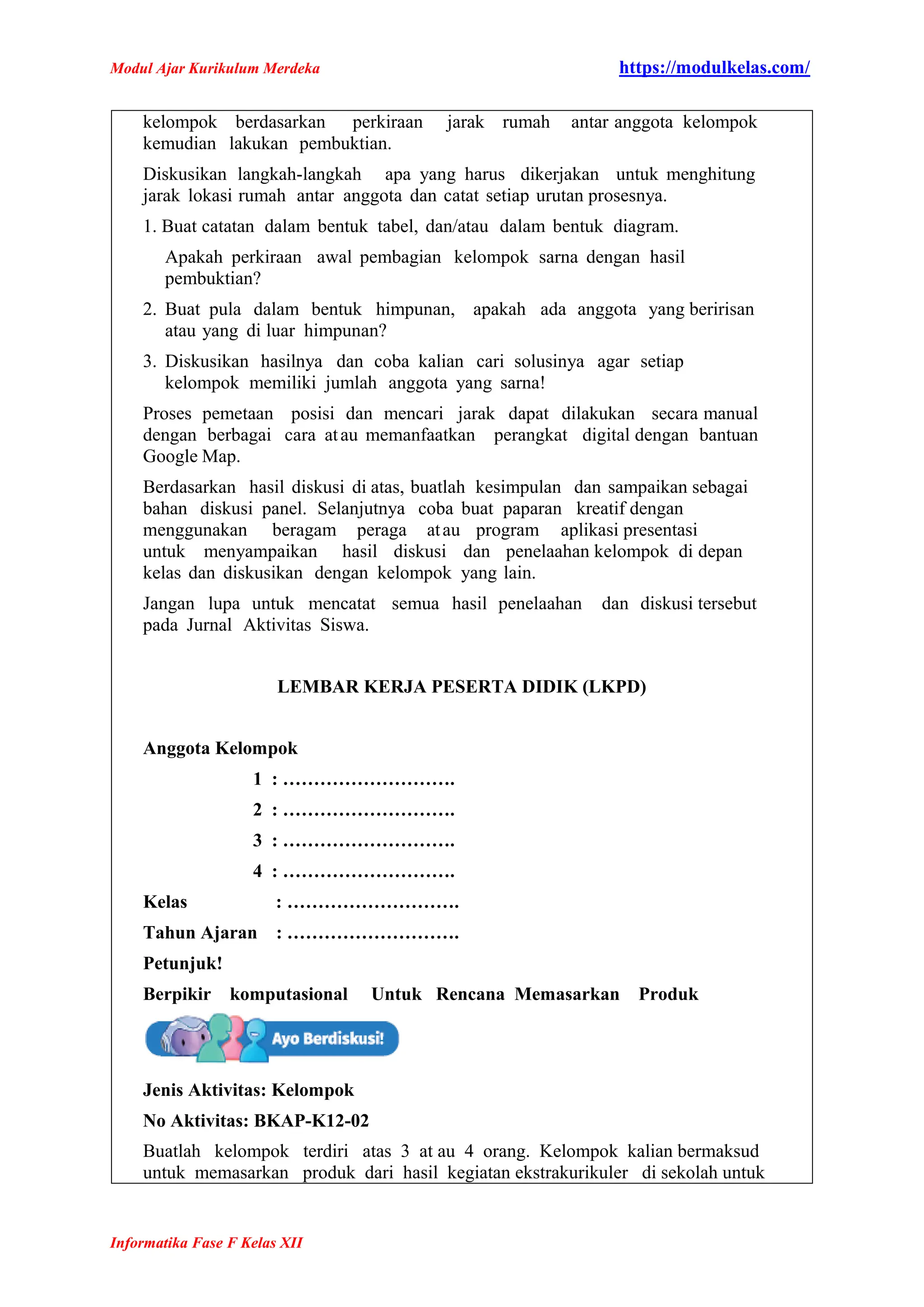 Modul Ajar Informatika Kelas 12 Fase F Kurikulum Merdeka - MODULKELAS.COM