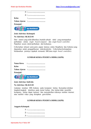 Modul Ajar Informatika Kelas 12 Fase F Kurikulum Merdeka | PDF