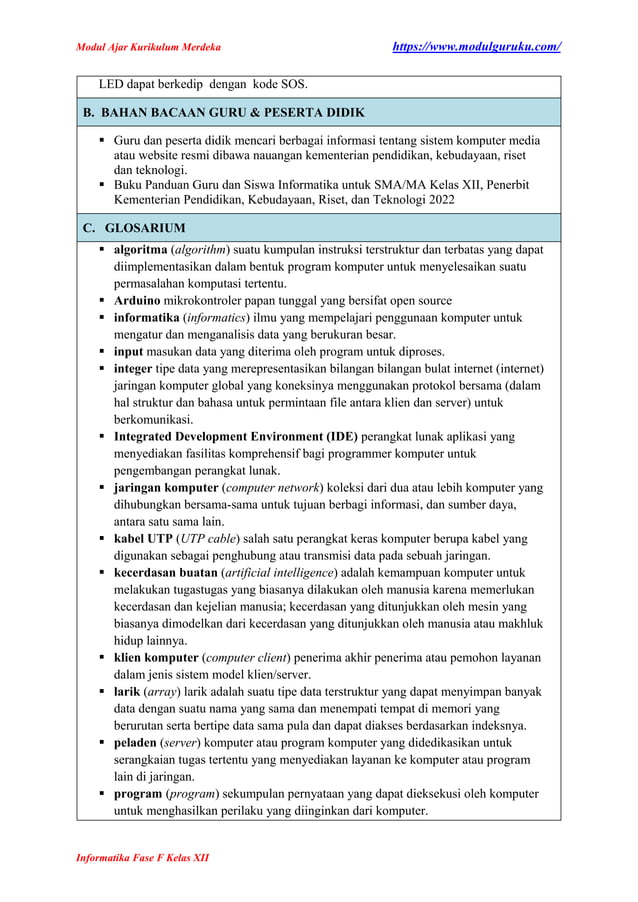 Modul Ajar Informatika Kelas 12 Fase F Kurikulum Merdeka | PDF