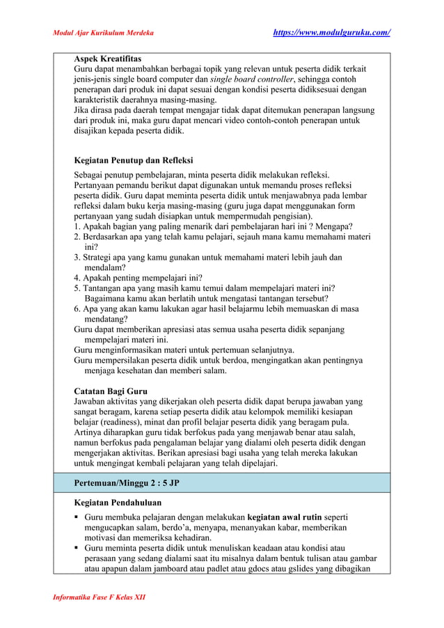 Modul Ajar Informatika Kelas 12 Fase F Kurikulum Merdeka | PDF