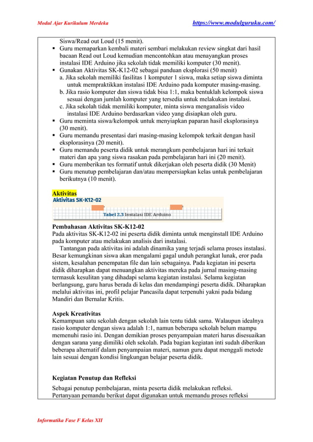Modul Ajar Informatika Kelas 12 Fase F Kurikulum Merdeka | PDF