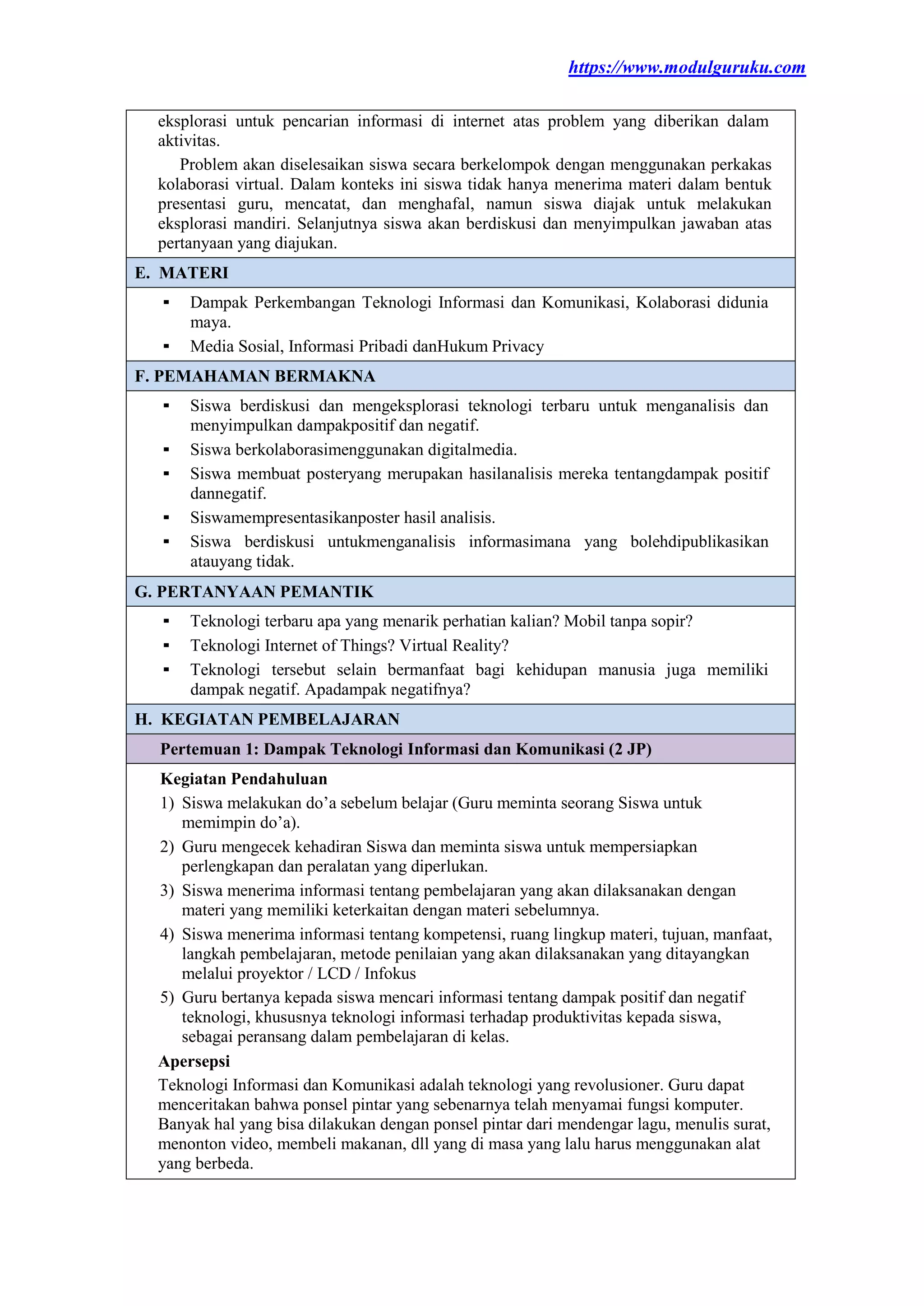 Modul Ajar Informatika Kelas 7 Fase D Bab 8 | DOCX