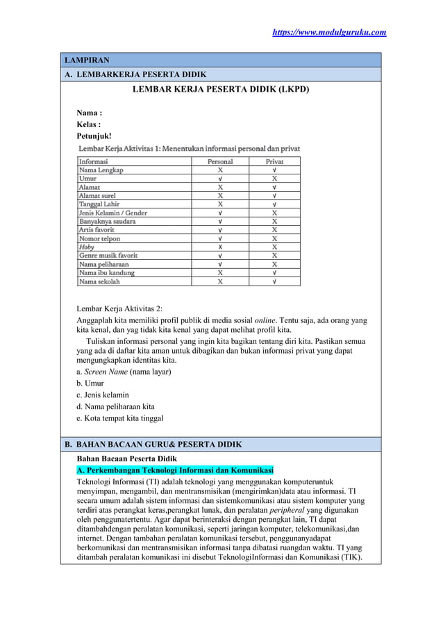 Modul Ajar Informatika Kelas 7 Fase D Bab 8 | DOCX