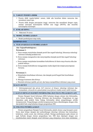 Modul Ajar Informatika Kelas 7 Fase D Bab 8 | DOCX
