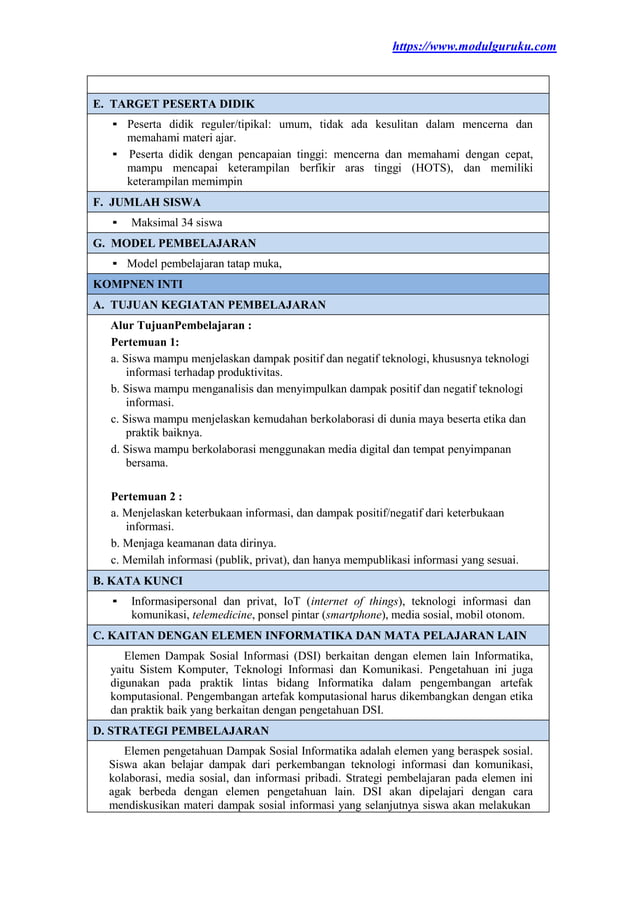 Modul Ajar Informatika Kelas 7 Fase D Bab 8 | DOCX