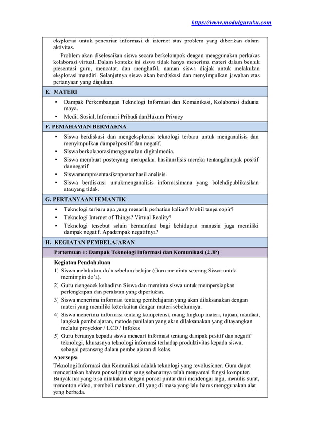 Modul Ajar Informatika Kelas 7 Fase D Bab 8 | DOCX