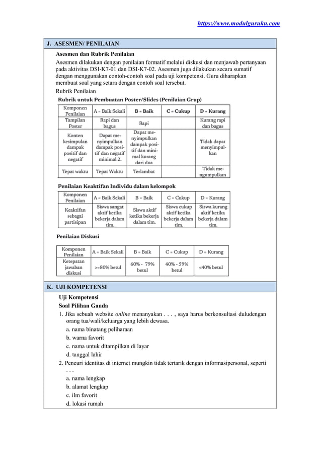Modul Ajar Informatika Kelas 7 Fase D Bab 8 | DOCX