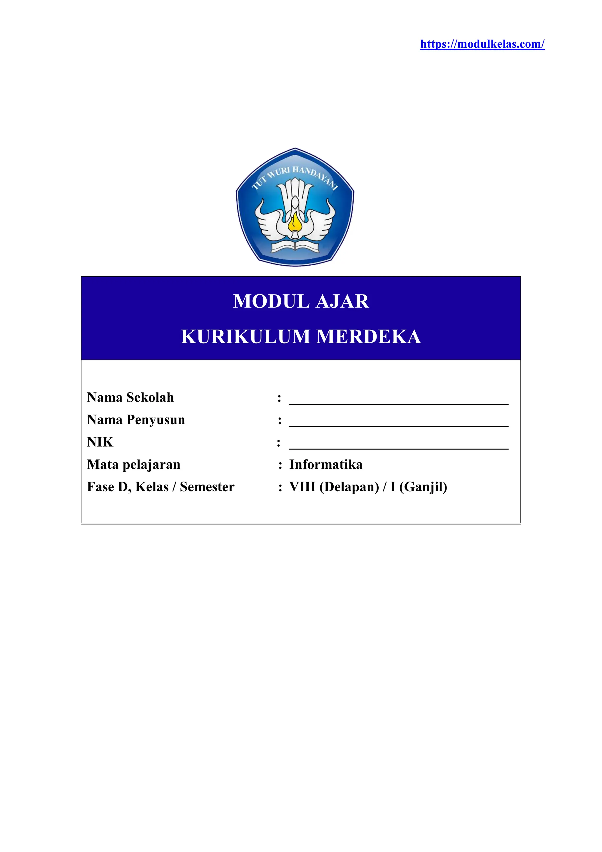 Modul Ajar Informatika Kelas 8 Fase D Kurikulum Merdeka | PDF