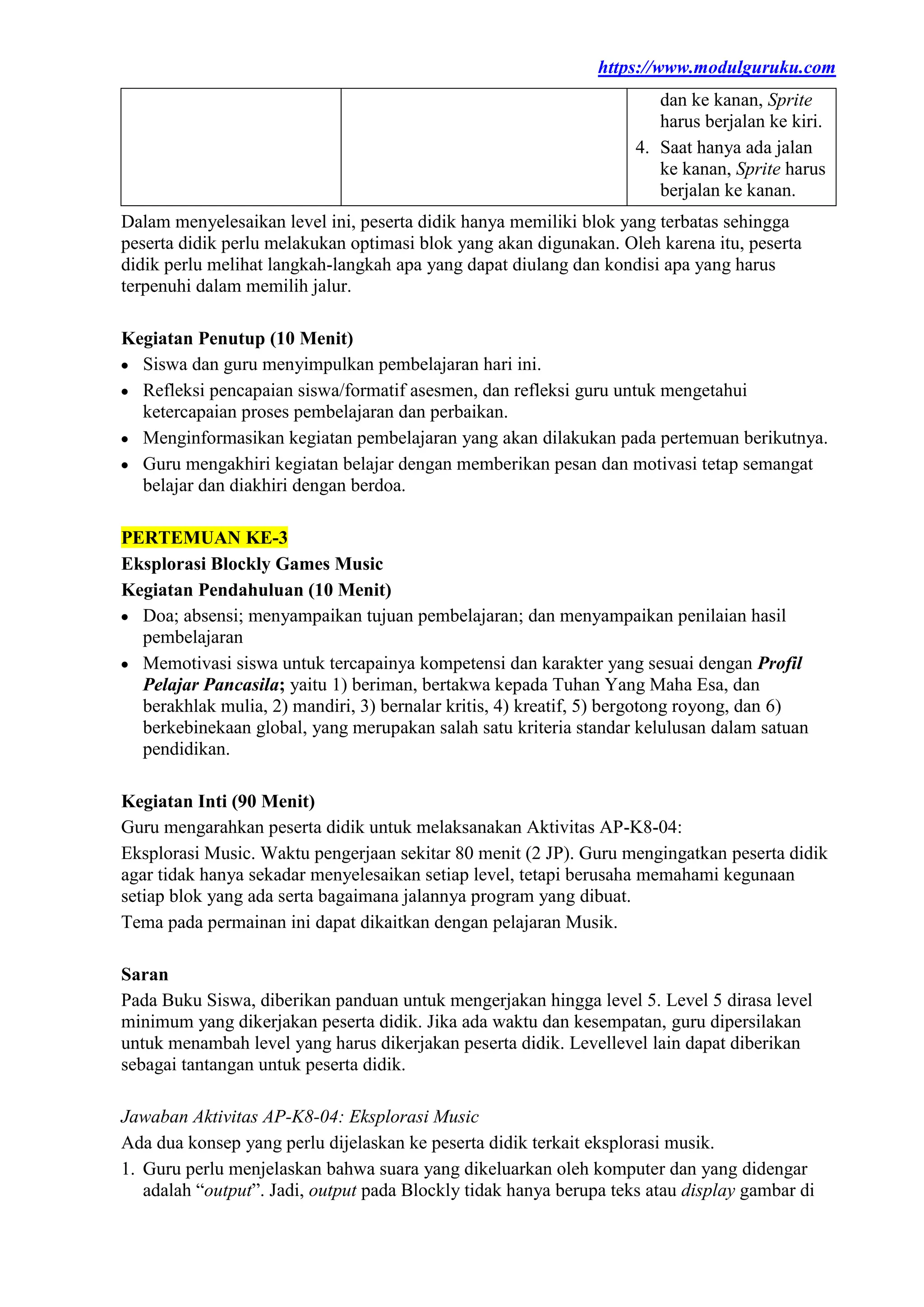 Modul Ajar Informatika Kelas 8 SMP Fase D | DOCX