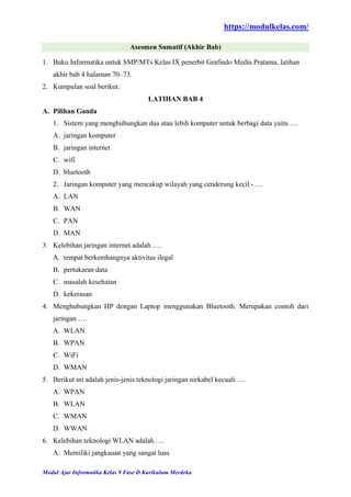Modul Ajar Informatika Kelas 9 SMP/MTs Fase D Kurikulum Merdeka | PDF