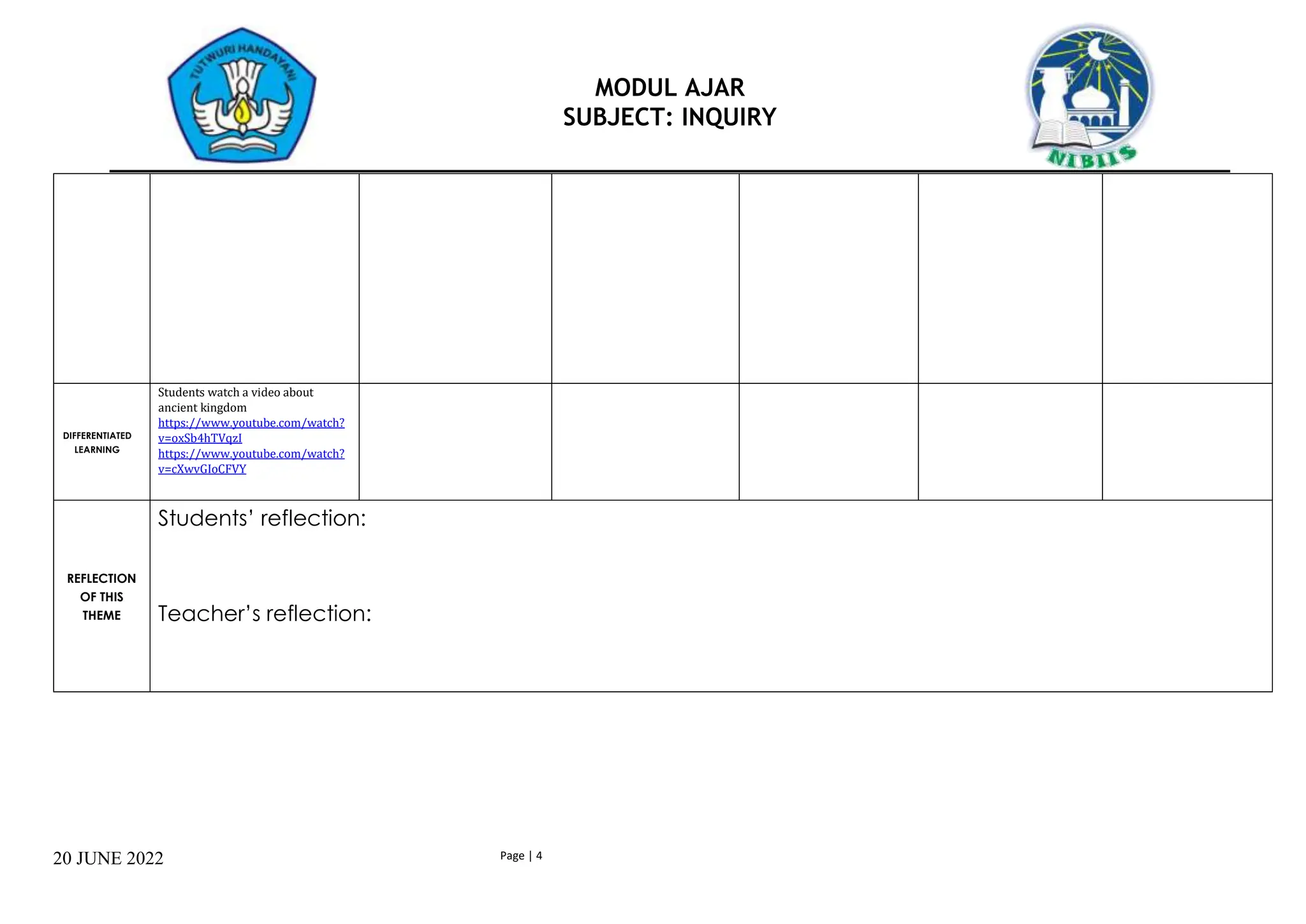 MODUL AJAR INQUIRY UNTUK ANAK KELAS 1 SD | DOCX