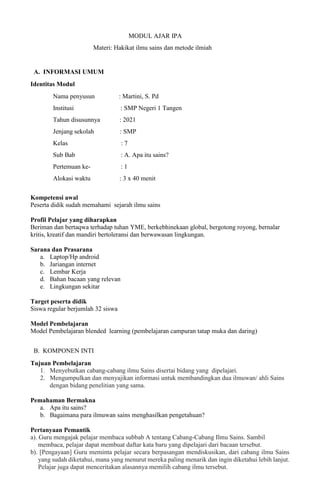 MODUL AJAR IPA HAKIKAT ILMU SAINS FIX.docx