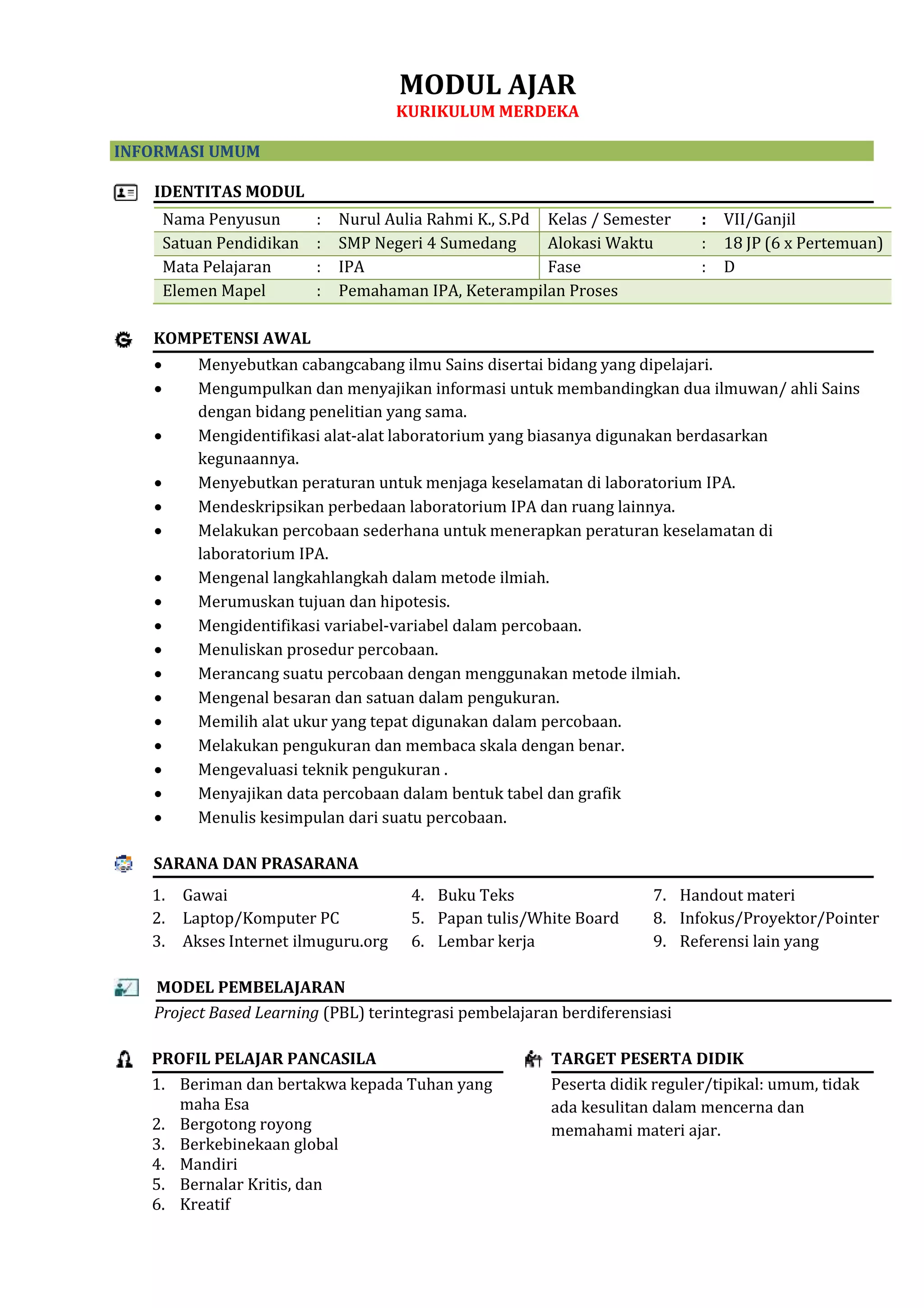 Modul Ajar IPA Kelas 7 Bab 1.docx