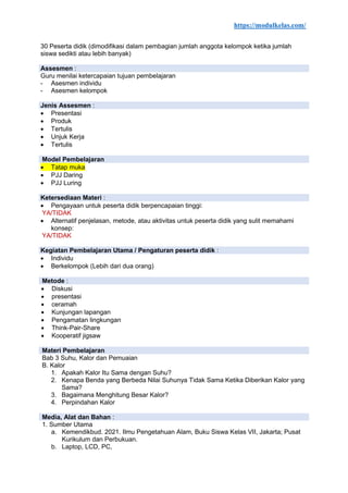 Modul Ajar IPA Kelas 7 Fase D Kurikulum Merdeka | PDF