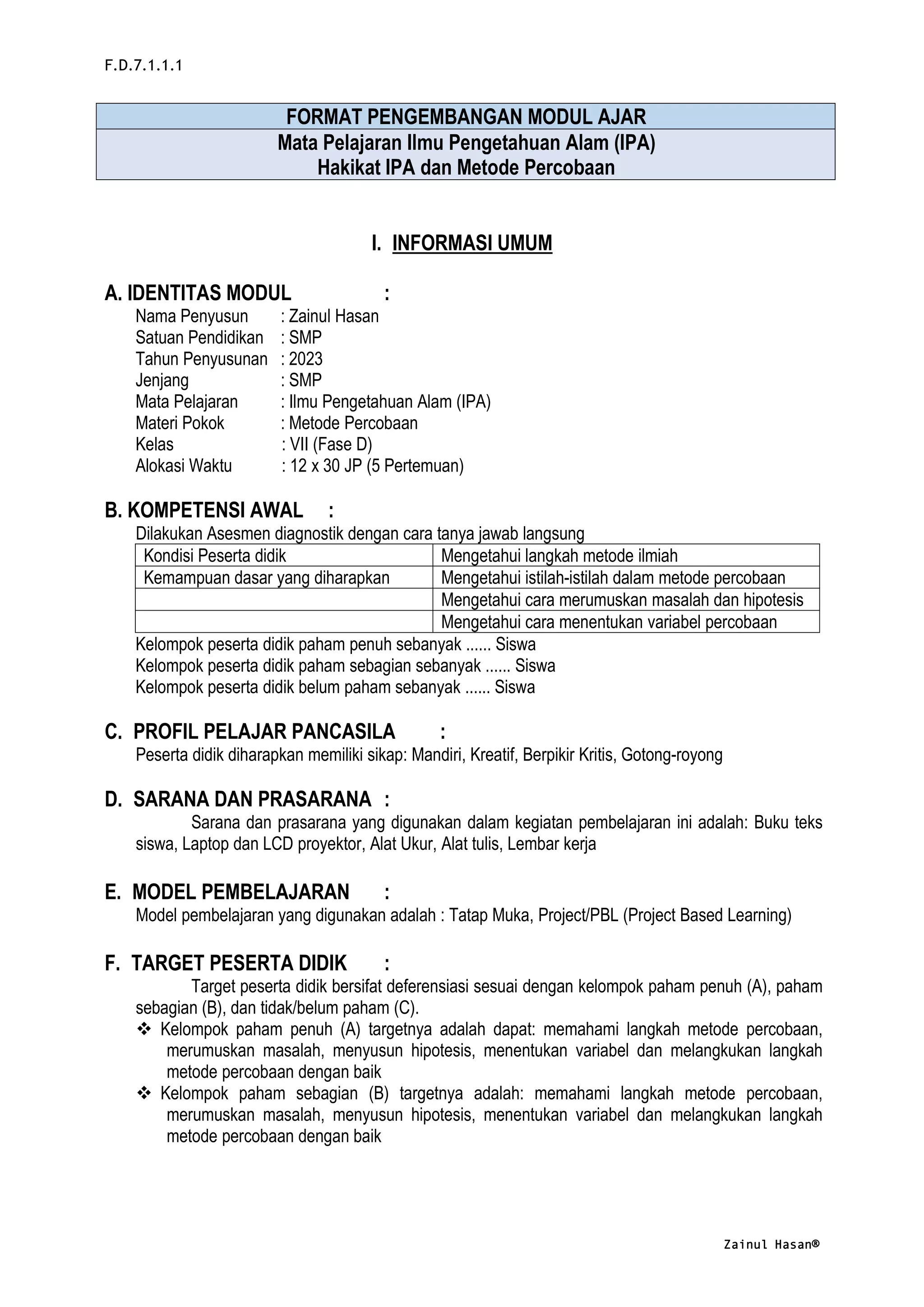 Modul Ajar IPA Kelas 7 Metode Ilmiah.pdf
