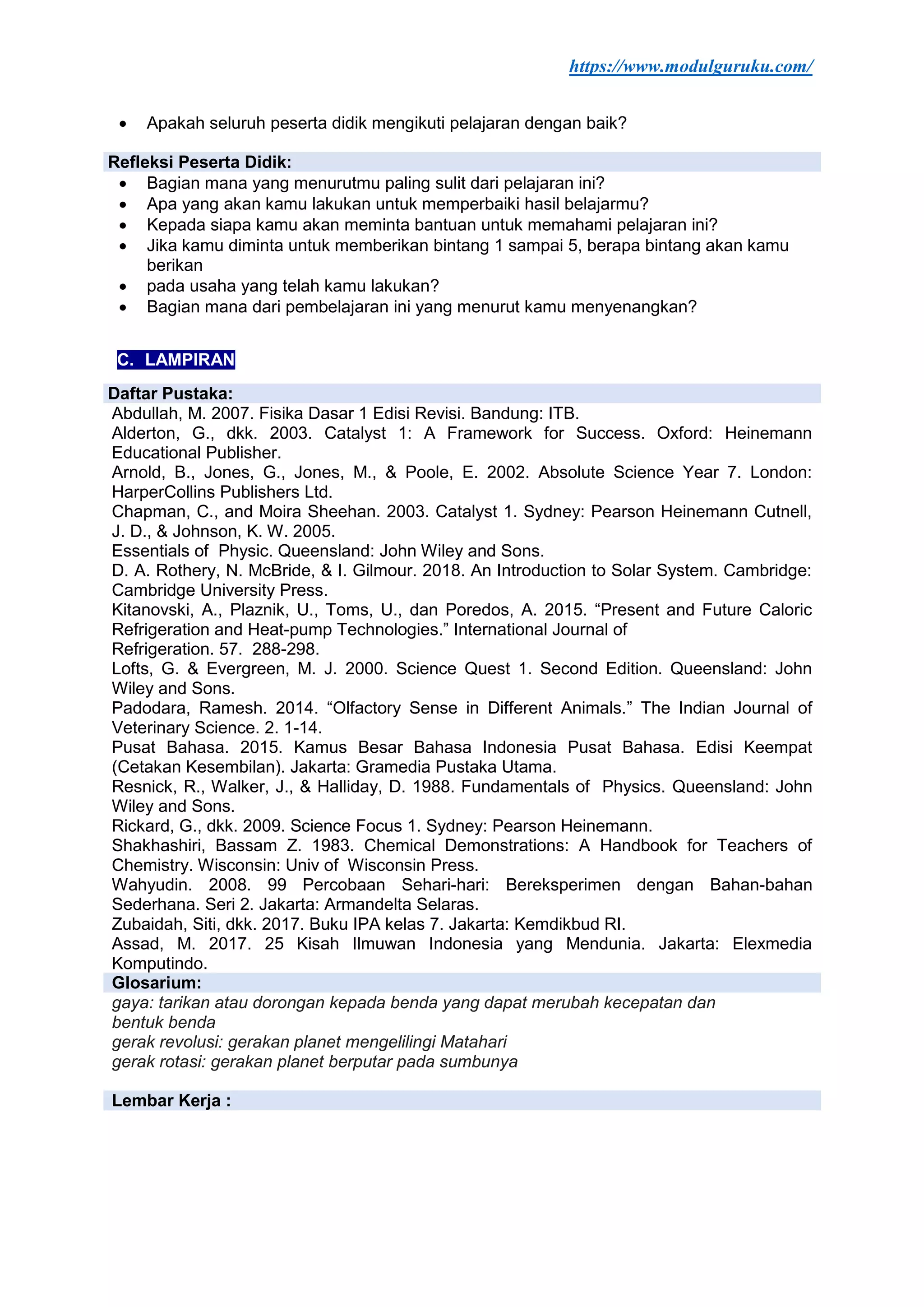 Modul Ajar IPA Kelas 7 SMP Bab 4 Gerak dan Gaya - A. Gerak Benda | DOCX