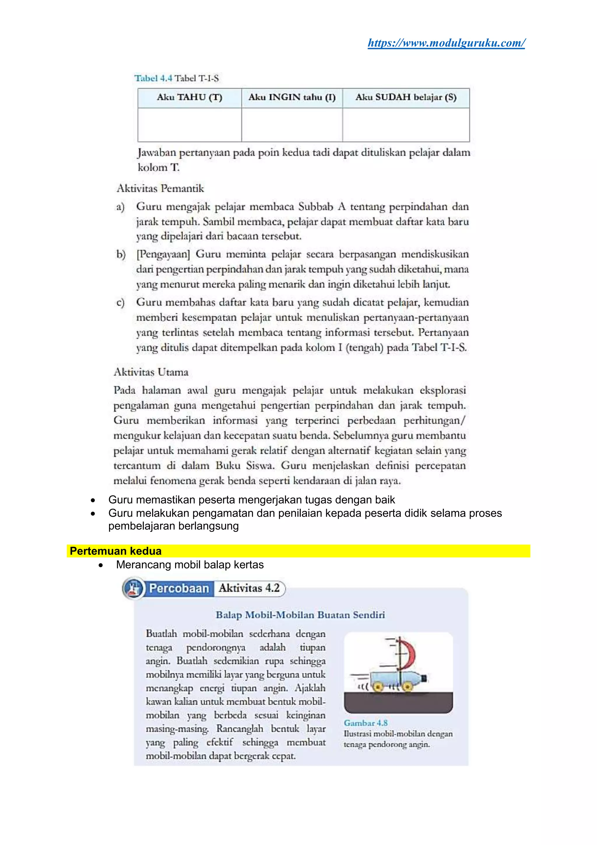 Modul Ajar IPA Kelas 7 SMP Bab 4 Gerak dan Gaya - A. Gerak Benda | DOCX