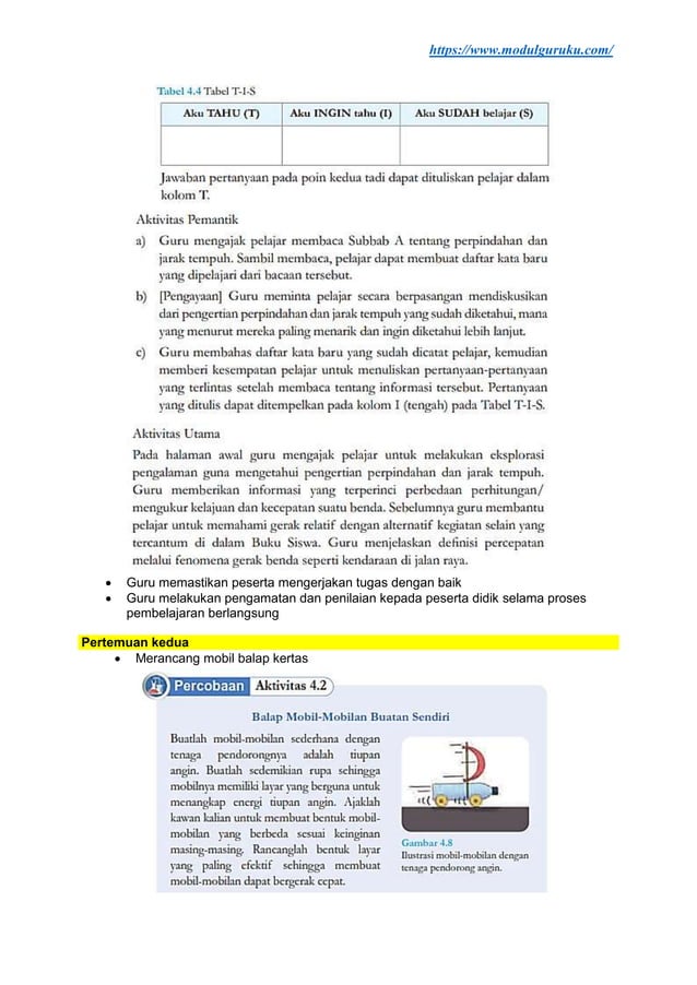 Modul Ajar IPA Kelas 7 SMP Bab 4 Gerak dan Gaya - A. Gerak Benda | DOCX