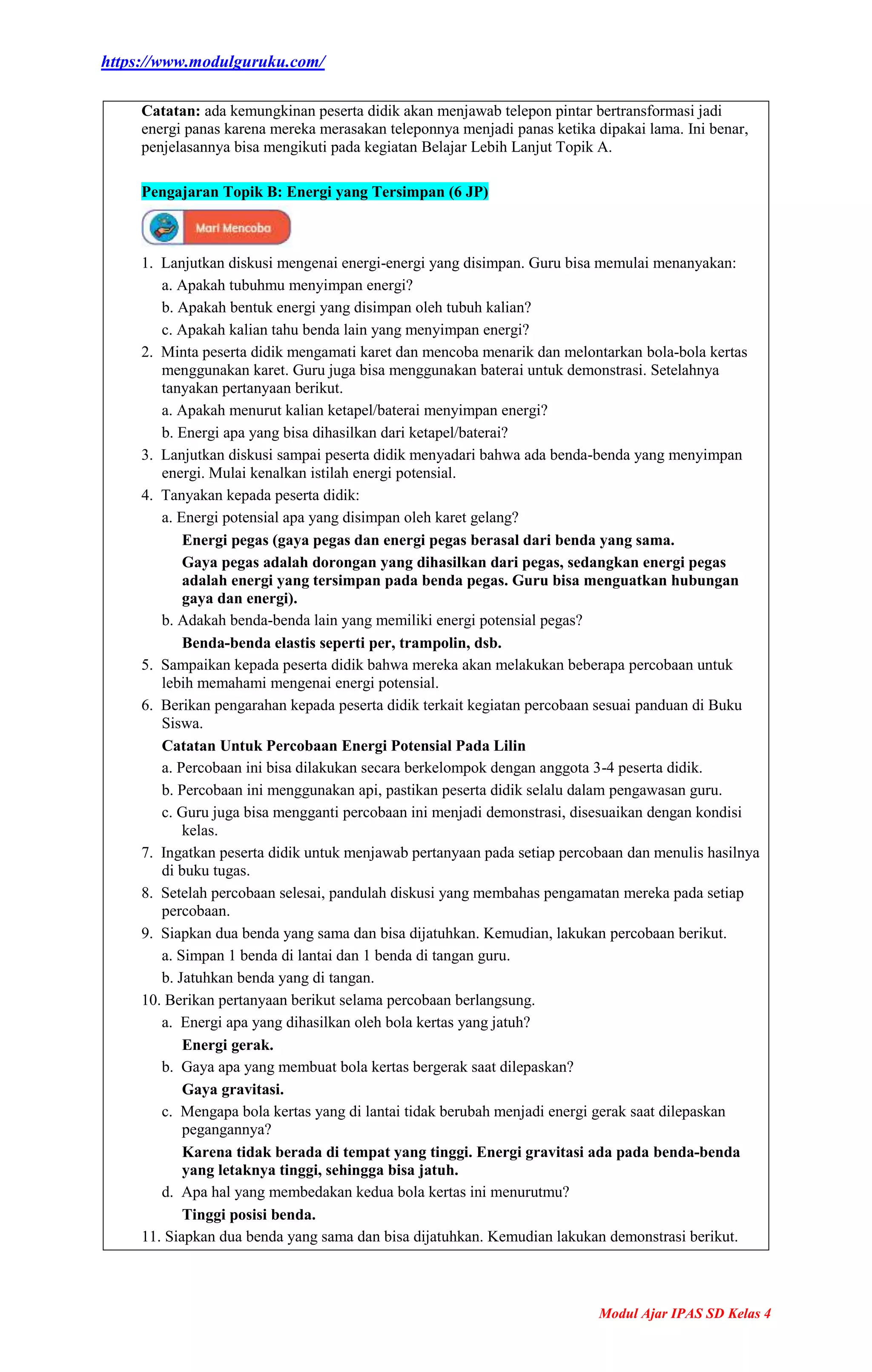 Modul Ajar IPAS (Ilmu Pengetahuan Alam dan Sosial) BAB 4 Kelas 4 | PDF