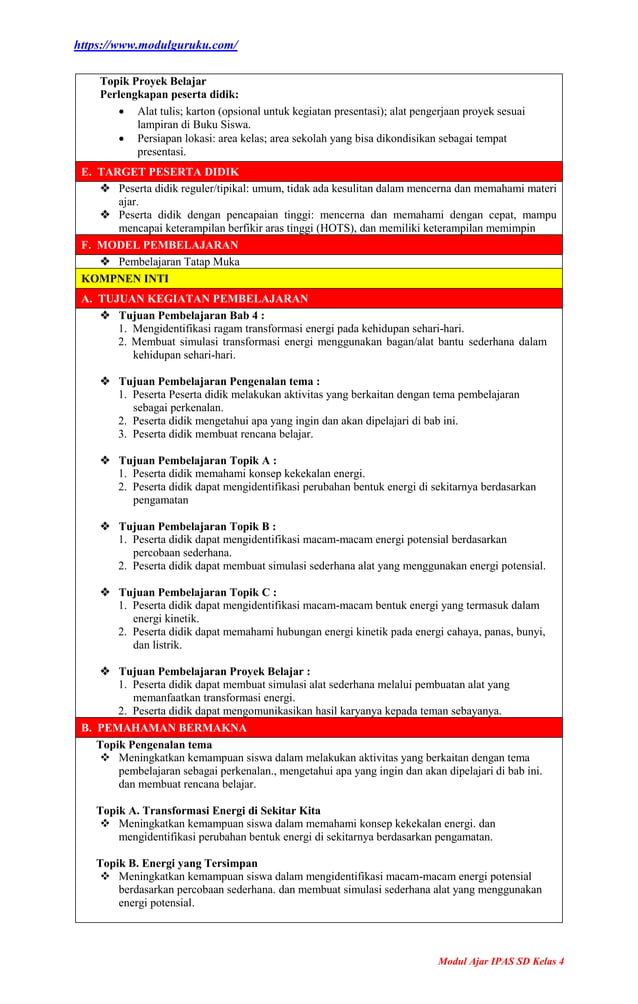 Modul Ajar IPAS Kelas 4 Fase B Kurikulum Merdeka | DOCX
