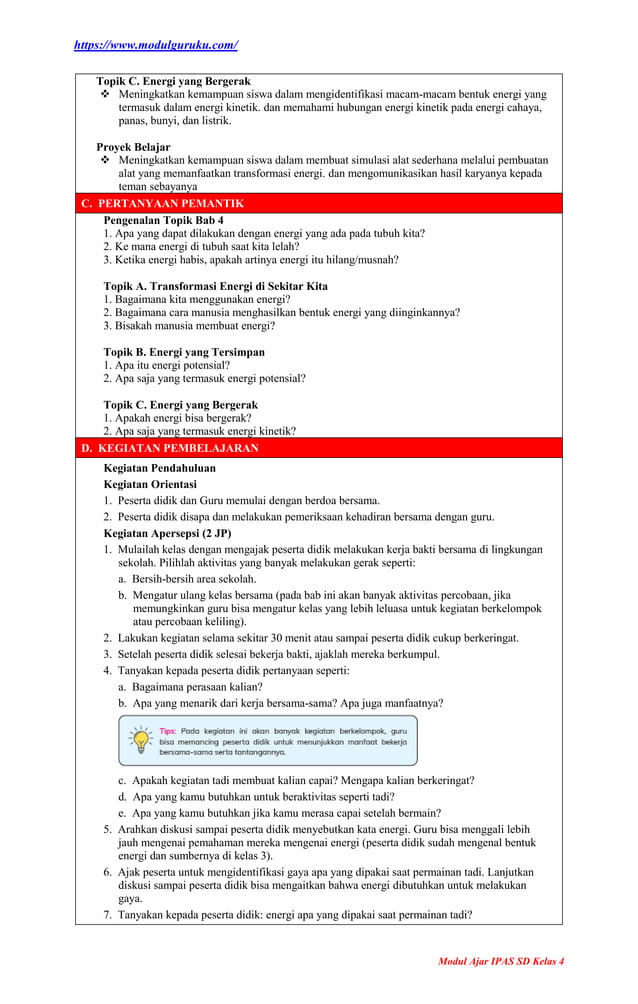 Modul Ajar IPAS Kelas 4 Fase B Kurikulum Merdeka | DOCX