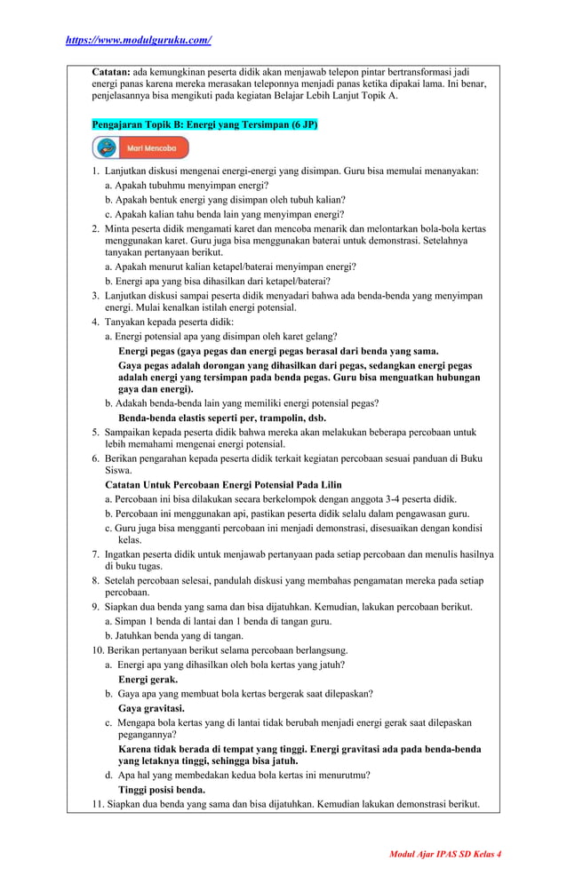 Modul Ajar IPAS Kelas 4 Fase B Kurikulum Merdeka | DOCX