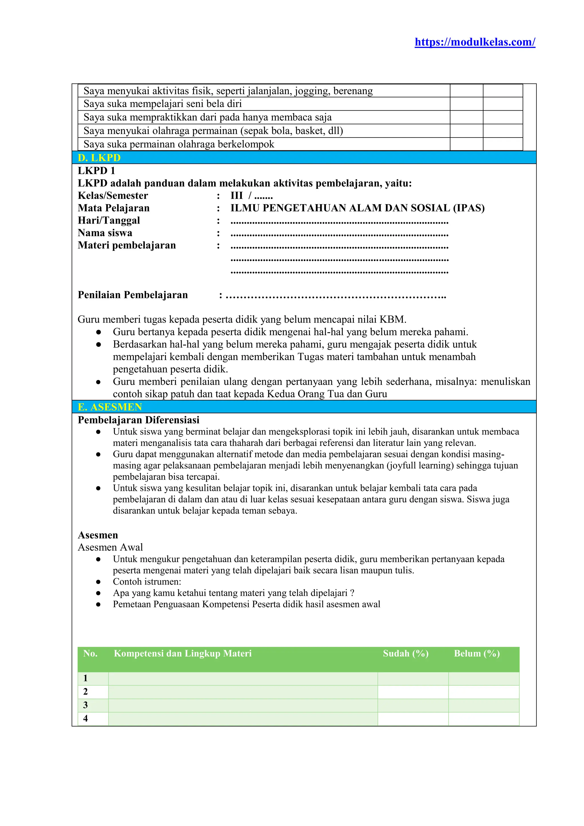 Modul Ajar IPAS Kelas 3 Fase B Kurikulum Merdeka | PDF