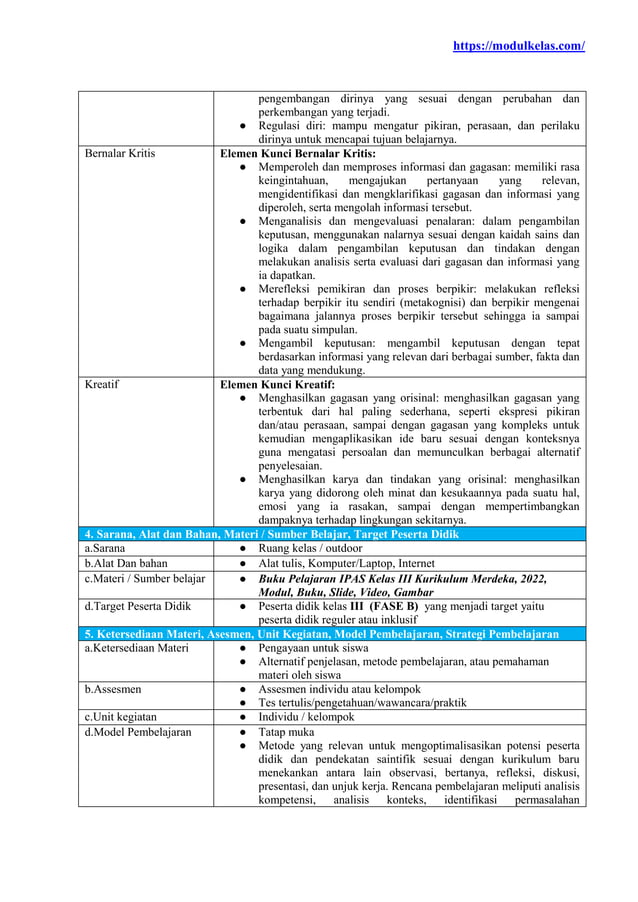 Modul Ajar IPAS Kelas 3 Fase B Kurikulum Merdeka | PDF
