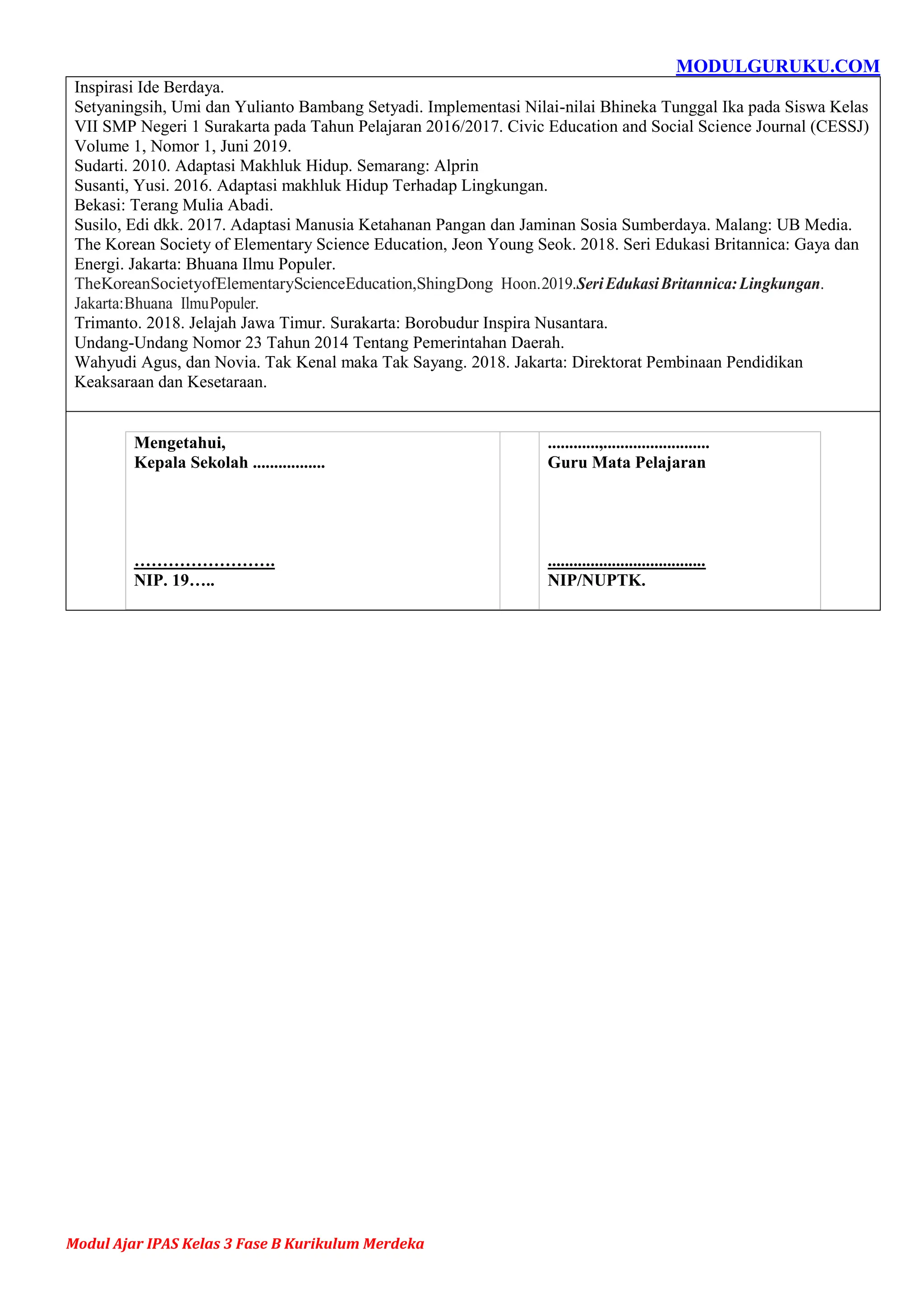 Modul Ajar IPAS Kelas 3 Fase B Kurikulum Merdeka | PDF