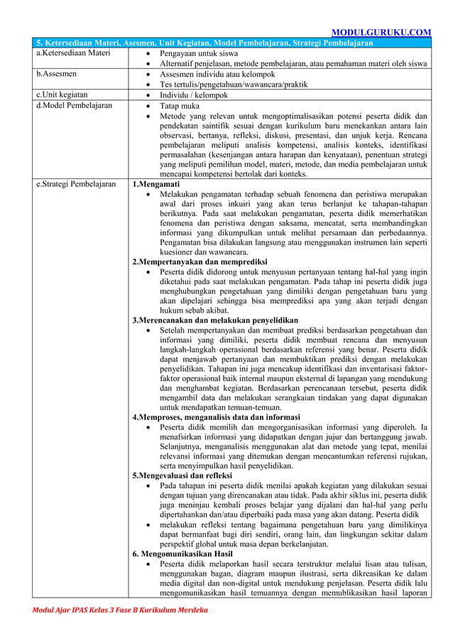 Modul Ajar IPAS Kelas 3 Fase B Kurikulum Merdeka | PDF