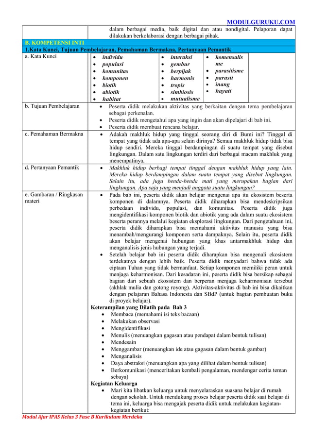 Modul Ajar IPAS Kelas 3 Fase B Kurikulum Merdeka | PDF